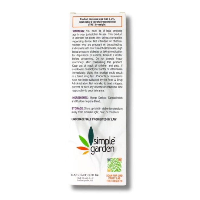 2000mg Delta-8 THC Disposable Vape - Grape Goji OG (Sativa) - Simple Garden